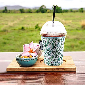 Bexbchh 4 Pack Reusable Iced Coffee Sleeves - Insulator Sleeve for Cold Beverages, Neoprene Cup Holder - Starbucks Coffee sleeve, Dunkin Coffee sleeve,More (Cactus)