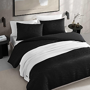 Vera Wang - King Duvet Cover Set, Luxury Textured Weave Bedding with Matching Shams, Ideal for All Seasons, Oeko-Tex Certified (Illusion Black, King)