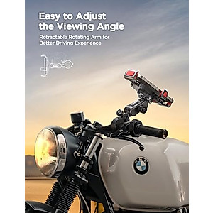 JOYROOM Aluminum Alloy Motorcycle Phone Mount with Vibration Dampener, Motorcycle Phone Holder for Motorcycle Harley Bike Bicycle Scooter ATV/UTV, Compatible with iPhone, Samsung, All Cell Phones