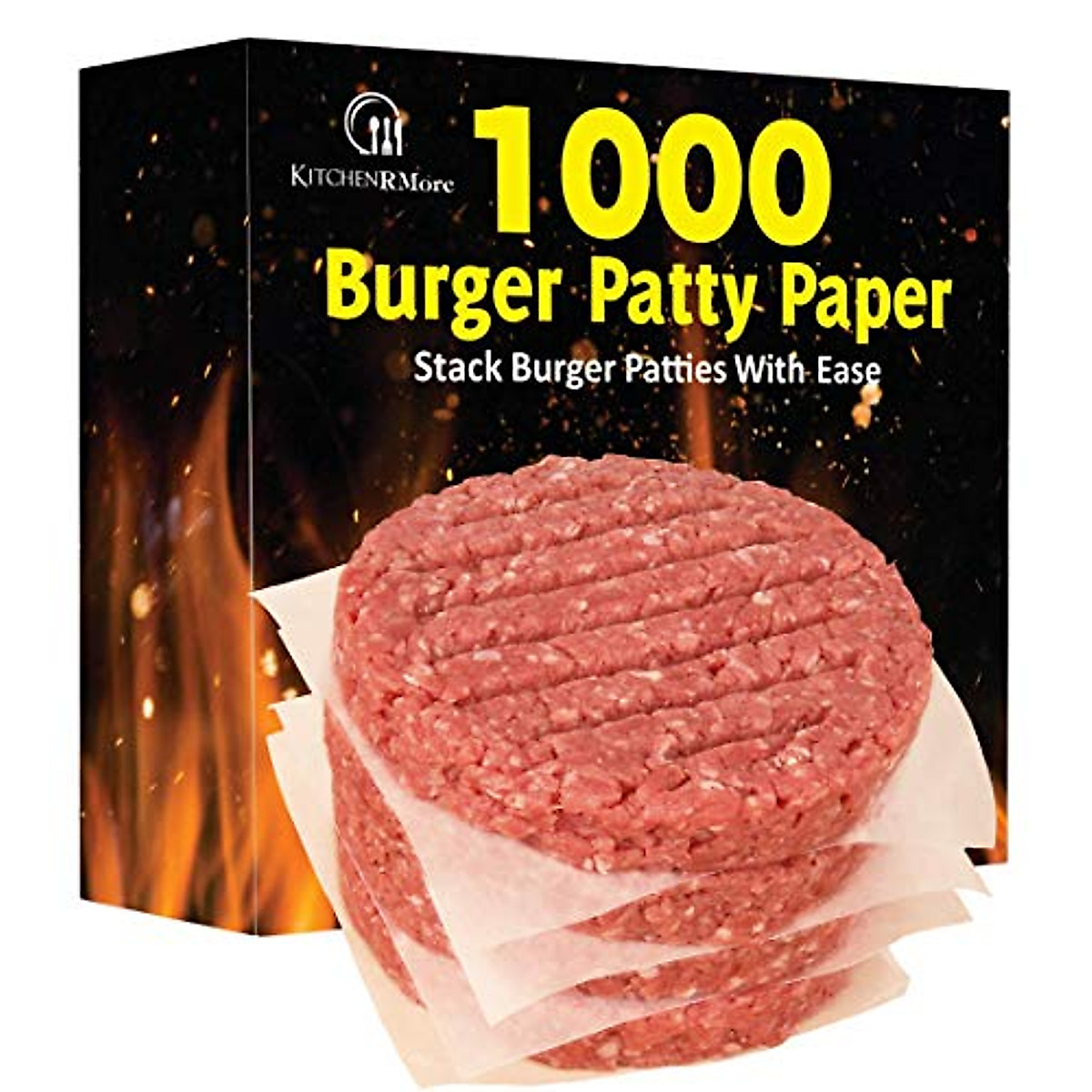 Kitchen RMore Burger Patty Paper 1000 Pcs - Hamburger Wax Paper to Separate Frozen Pressed Patties BBQ - for Easy Release from Burger Press Patty Maker - for Origami and Patty Paper Geometry Math