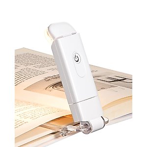 DEWENWILS Book Reading Light, Rechargeable Booklight for Reading at Night, Clip on LED Book for Kids, Bookworms, Blue Light Blocking, 4 Brightness Adjustable for Eye Care (White)