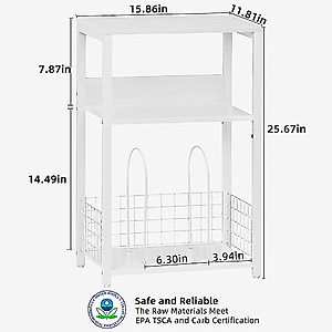 LELELINKY White End Tables Set of 2,Modern 3 Tier Side Table with Storage Shelf,Industrial Tall End Bedside Table, Metal Frame Night Stand for Small Space in Living Room Bedroom
