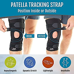 BIOSKIN Wraparound Patella Stabilizer Knee Brace for Patellofemoral Pain, Patella Tracking Disorders, Dislocation, and Subluxation, Left or Right Kneecap Tracking (L)