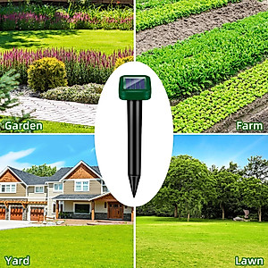 8 Pack Solar Mole Repellent Spikes, Ultrasonic Animal Repellent Outdoor Solar Powered Waterproof Sonic Burrowing Mole Deterrent Stake for Mole Vole Groundhog Gopher Armadillo Snake for Yard Lawns