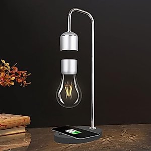 FloatGo Magnetic Levitating Lamp with Wireless Phone Charging Pad for iPhone Pro Max Floating Light Bulb LED Night Light Table Lamp Levitation Desk Lamp for Home Decoration Christmas Gift