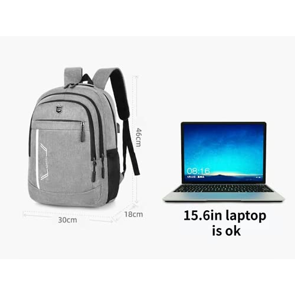 RRRWEI Laptop Backpack 15.6 Inch Slim Computer Bag,Business Travel Anti Theft Durable Backpack Usb Charging Port,For College School (black)