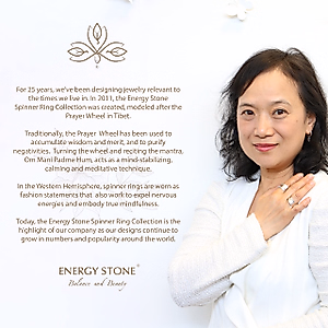 ENERGY STONE Seven Om Narrow Band Sterling Silver Meditation Spinner Ring (Style US39) (7)