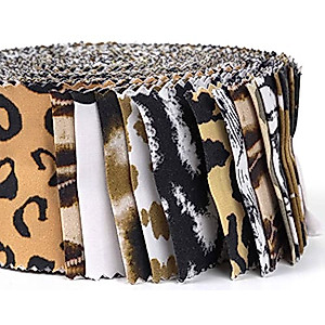 Soimoi 40Pcs Animals Print Cotton Precut Fabrics for Quilting Craft Strips 2.5x42inches Jelly Roll - Purple