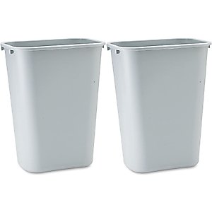 Rubbermaid Commercial 295700GY Deskside Plastic Wastebasket Rectangular 10 1/4 gal Gray (2)