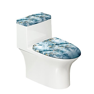 TODIYADDU Marble Print Toilet Tank Covers Elongated Toilet Lid Covers Universal Toilet Cover Set for Bathroom Fits Most Toilet Tanks & Lids Easy Install Travel-Friendly Toilet Lid & Tank Covers-1