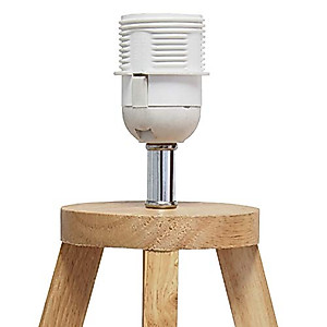 Simple Designs LT1069-NWH Interlocked Triangular Wood Fabric Shade Table Lamp, Natural/White 9.88 x 9.88 x 19.13