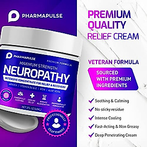 Pharmapulse Neuropathy Nerve Relief Cream – Maximum Strength Cream for Feet, Hands, Legs, Toes Includes Arnica, Vitamin B6, Aloe Vera, MSM - Scientifically Developed for Effective Relief 2oz
