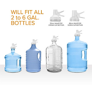 Brio Stainless Steel 3-5 Gallon Water Jug Stand and 2 Dispenser Valves, Rust-Resistant Non Slip Water Stand with BPA Free Fast Flow Water Spout Fits Both 48mm and 55mm Bottles 2 CAPS Included (White)