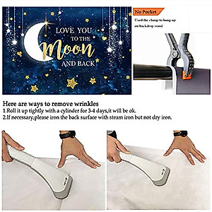Avezano Love You to The Moon and Back Backdrop for Baby Shower Birthday Party Decoration Sky Moon Gold Stars Twinkle Twinkle Little Star Gender Reveal Photography Background (7x5ft)