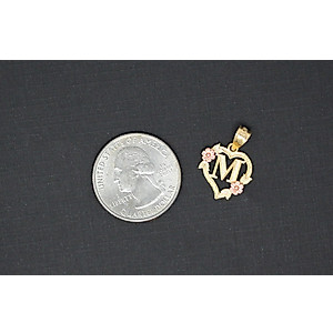 10k Beautiful Two-Tone Initial Heart Pendant for Women in Yellow and Rose Gold - Letter S