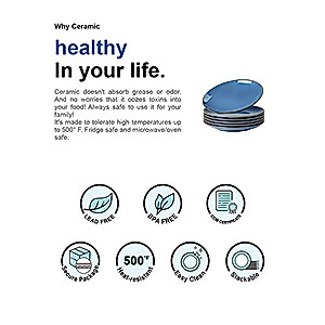 LE TAUCI Salad Plates 8.5 Inch, Ceramic Dessert Plate Set, Kitchen Serving Dishes for Housewarming Thanksgiving Christmas, Microwave Oven Safe - Set of 6, Reactive Glaze, Ceylon Blue