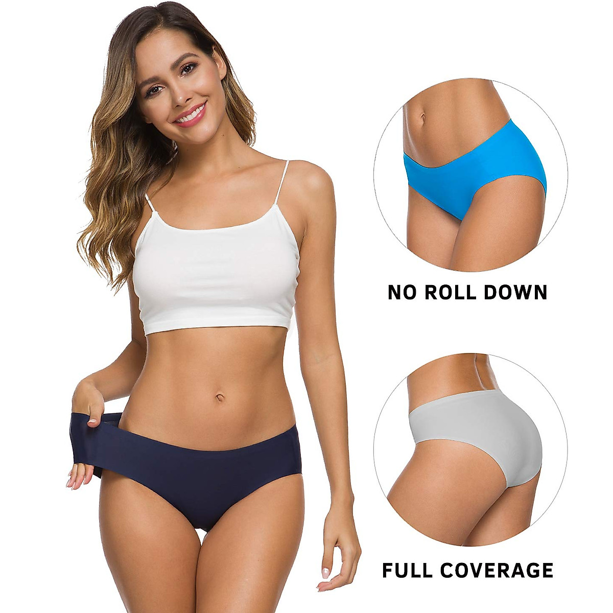 Wealurre Seamless Underwear for Women No Show Panties Soft Stretch Hipster Bikini Underwears 5-Pack (826L-Black & Gray)