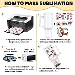 Maucircol 40 Oz Sublimation Tumbler with Handle 4 Pack, Stainless Steel Sublimation Tumbler Mug Blanks with Handle, White