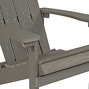 Flash Furniture Charlestown Poly Resin Adirondack Chair - Gray - All Weather - Indoor/Outdoor - Set of 2