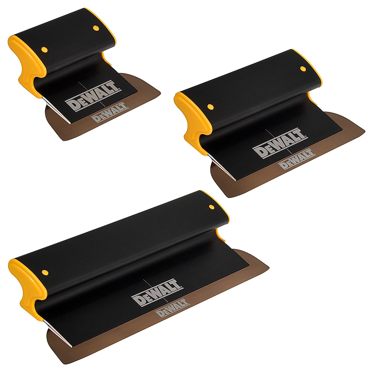 DEWALT Drywall Skimming Blade Set - 7", 10" & 16" Blades | Pro-Grade | Extruded Aluminum & European Stainless Steel Construction | High-Impact End Caps | 3-442