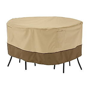 Classic Accessories Veranda Water-Resistant 52 Inch Bistro Round Patio Table & Chair Set Cover, Outdoor Table Cover