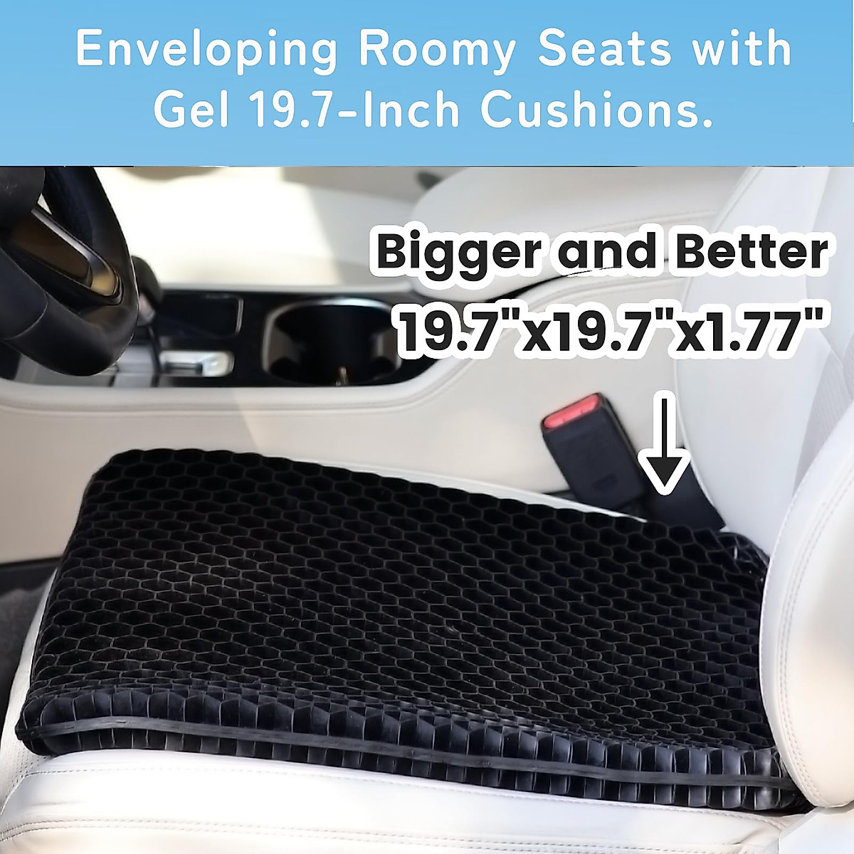 19.7＂ Gel Seat Cushion, Super Large & Thick Office Chair Cushion for Long Sitting - Back Hip Tailbone Pain Relief Cushion, Egg Seat Cushion Desk Chair Pads for Cars Wheelchair - Fits up to 550 lbs