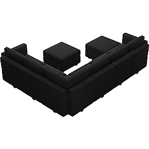 Belffin Modular Sectional Sofa with Storage Seat Oversized U Shaped Couch with Reversible Chaise Sofa Set with Ottoman Velvet Black