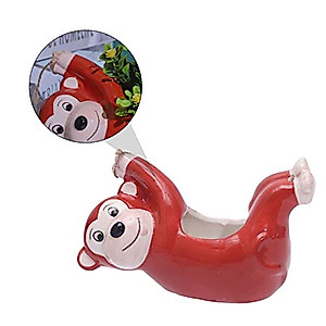 Hemoton Outdoor Pots 1pc Monkey Ceramic Flowerpot Succulent Office Pot Holder Animal Plant Porcelain Succulent Pots Pottery Table Succulent Planter Bonsai Landscape Ceramics Succulents