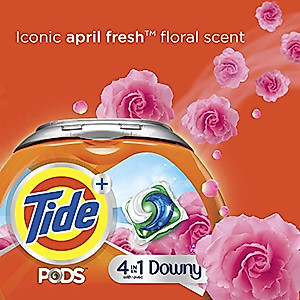 Tide PODS Plus Downy 4 in 1 HE Turbo Laundry Detergent Soap Pods, April Fresh Scent, 61 Count Tub - Packaging May Vary