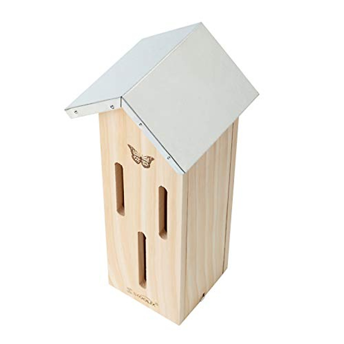 Wooden Butterfly House for Gardens. Provides a Safe Haven for Butterflies to Rest, Protect from Predators and Harsh Weather Conditions. Attractive Garden décor, Includes Bonus Rope Hanger.
