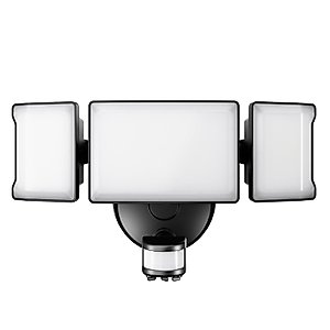 Olafus 65W Flood Light Outdoor Motion Sensor Light, LED Security Light IP65 Waterproof, 6000LM Motion Activated Light 3 Head Floodlight, 6500K Exterior Sensor Light for Garage Yard Porch Patio, Black