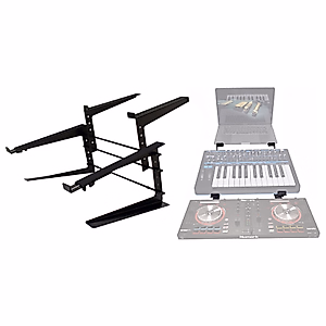 Rockville Rock2d2 Adjustable Dual Shelf DJ Controller Midi Keyboard Laptop Stand