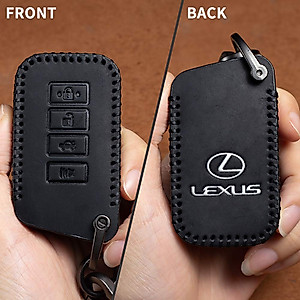 Compatible with Lexus Key Fob Cover with Keychain Genuine Leather 360 Degree Protection Key Shell Case for RX ES GS LS NX RS GX LX RC LC Keyless Smart Key Fob Shell,Keychains Accessories,black1