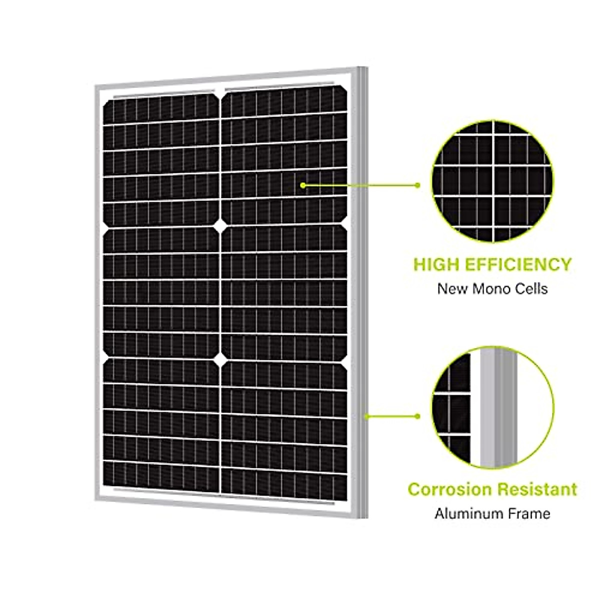 Newpowa 9BB 30W 12V Solar Panel High-Efficiency Monocrystalline 12V PV Module Designed for 12V Off Grid System, Charge Your 12V Battery of RV, Boat, Camper, Trailer, Gate Opener(30W New)