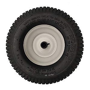 2 Pack 13x5.00-6 Lawn Tractor Pneumatic wheel,Wheelbarrow tire Turf Tread,3.13" hub length with steel rim,Flange ID 0.76''