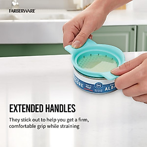 Farberware Can Colander Strainer, For Quick and Easy Straining of Pasta, Fruits, Vegetables, Juices, Tuna and More, Fits Most Standard Cans, Dishwasher Safe, Aqua Sky