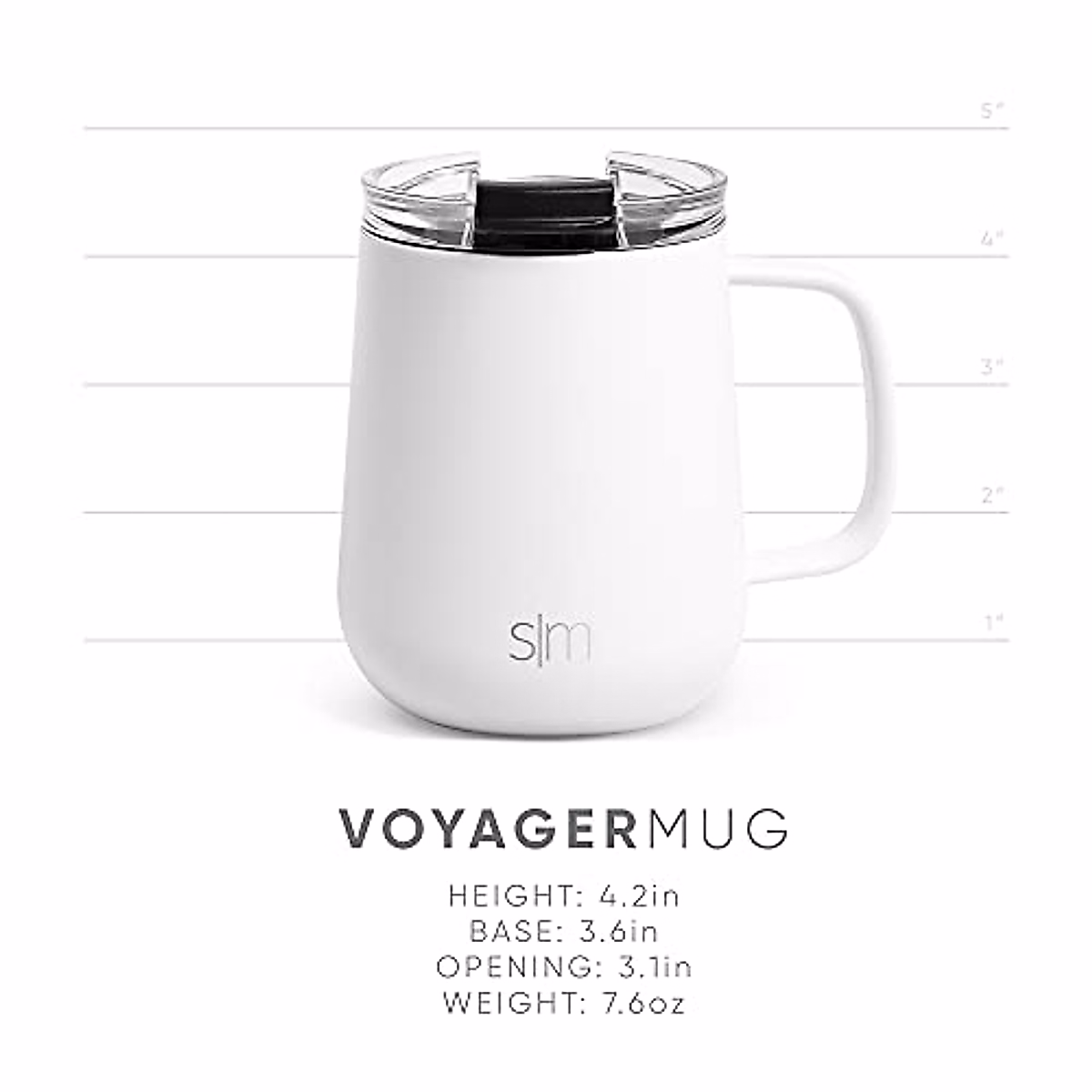 Simple Modern Travel Coffee Mug with Lid and Handle | Reusable Insulated Stainless Steel Coffee Tumbler Tea Cup | Gifts for Women Men Him Her | Voyager Collection | 12oz | Sea Glass Sage