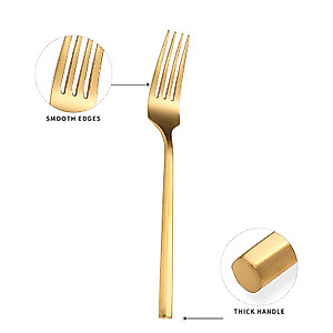 Zerophilo Matte Silverware Set Gold Flatware Set with Hexagon Handle 20 Pieces 18/0 Stainless Steel Cutlery Set Wedding Housewarming Gift Service for 4 (Matt gold)