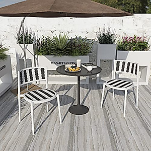 STARWAY Outdoor Patio Dining Chairs Kitchen Chair Set of 4, Plastic Chairs, Modern Armless Slot-Back Dining Chair, Premium Plastic Kitchen and Dining Room Plastic Chair, Set of 4-(Black+White)