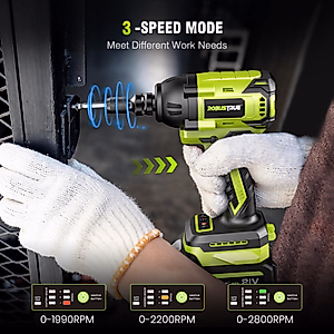 Robustrue Cordless Impact Wrench, 406Ft-lbs (550N.m) Brushless 1/2 inch Impact Wrench, 2800RPM High Torque Impact Gun, 2x 4.0Ah Battery, Charger, 4 Sockets, Electric Impact Wrench for Car Home