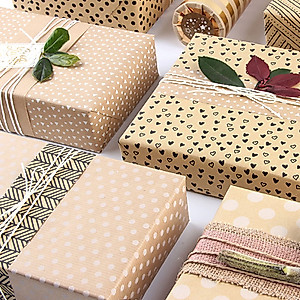 Aimto Wrapping Paper Birthday Wrapping Paper Sheets,Kraft Gift Wrapping Paper Set, for Birthday, Party,DIY Decorations, Baby Shower Wrap,4 Sheets-20 X 28 inches
