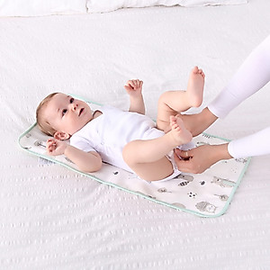 2Pcs Diaper Changing Pad Soft Cotton Waterproof Baby Changing Pad Liners Portable Changing Mat (L, Red)