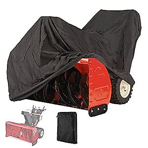 Gicov Snow Thrower Cover Waterproof Heavy Duty Two Stage Outdoor Electric Snow Blower Cover All Weather Protection Universal Size with Locks Drawstring Carry Bag
