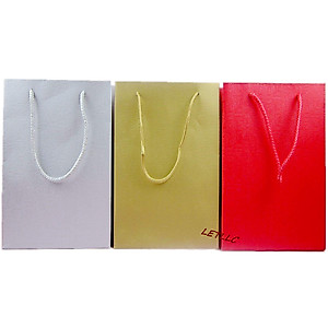 Heavy Duty Gift Bag Paper Cardboard Red Gold Silver Christmas Gift Clothing Wedding Kids Party Medium 10" x 8.5" x 4" (L x W x D) (3 Pack)