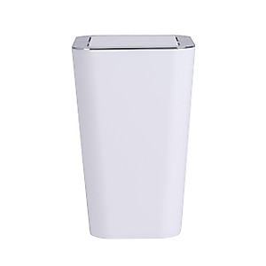 WENKO Small Trash Can with Swing Top Lid, Mini Waste Basket, Stylish Garbage Bin for Bathroom, Bedroom, Kitchen, 1.6 Gallon, 7.1 x 11.2 x 7.1 in, White