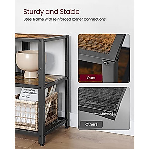 VASAGLE TV Stand for 65 Inches TVs, Industrial Entertainment Center, Modern TV Console with Open Storage Shelves for Living Room, Bedroom, Rustic Brown and Black ULTV105B01