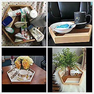 Prometis Hexagon Serving Decorative Tray Sturdy Wooden Handmade，Great for Dinner Tray/Coffee Table/Decoration Table