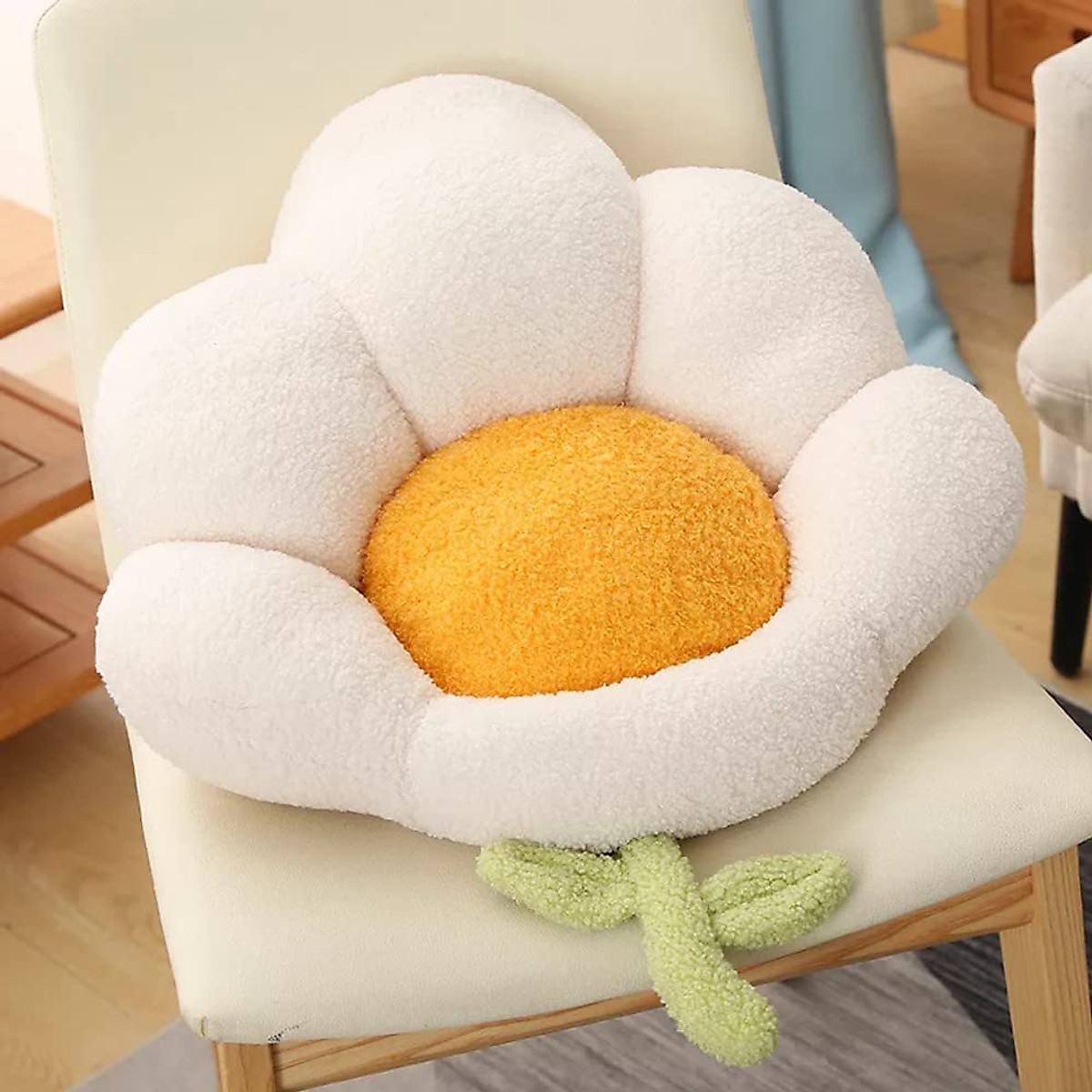 Hanbella Flower Cushion Lazy Sofa Office Chair Cushion Bear Paw Warm Floor Cute Seat Pad for Dining Room Bedroom Comfort Chair for Health Building (23.6 Inches, Red Sunflower)