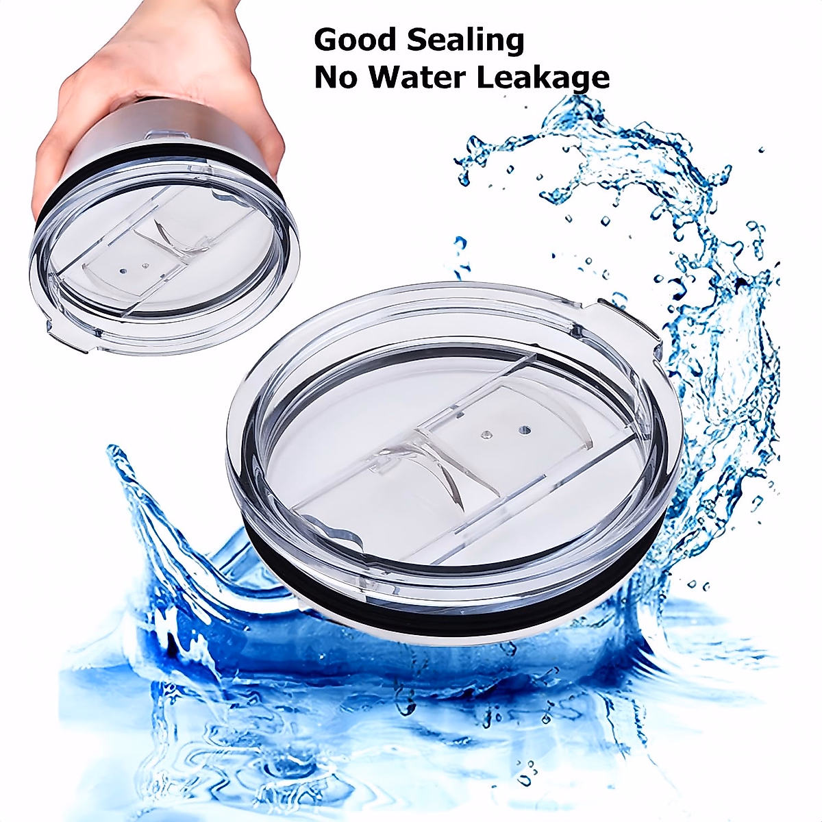 sweetfamily 2 Replacement Lids for Stainless Steel Tumbler Travel Cup,3.1 to 3.15 INCH Cup Mouth Compatible with YETI Rambler and More Tumbler Cups,Spill Proof Splash Resistant Sliding Covers (20 oz)