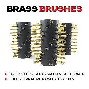 Grillbot Automatic BBQ Grill Cleaning Robot Replacement Brush - Grill Cleaner Parts, Grilling Accessories, Wire Brush Tool, Metal Brush for Cleaning for Outdoor BBQ & Picnics -Set of 3 Brass Brushes